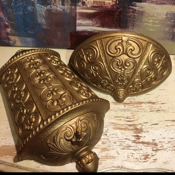 Accessories | Vintage Syroco 1968 Gold Wall Floral Planter | Poshmark
